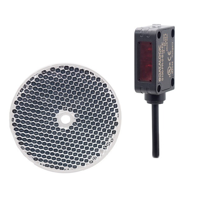 Reflexions-Lichtschranke inkl. Polfilter und Reflektor für Rolltore / Garagentore